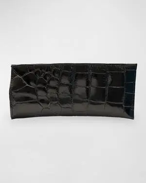 ABAS Men & Apos;s Glazed Alligator Leather Eyewear Case Black