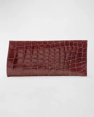 ABAS Men & Apos;s Glazed Alligator Leather Eyewear Case Bordeaux