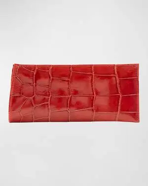 ABAS Men & Apos;s Glazed Alligator Leather Eyewear Case Brilliant Red