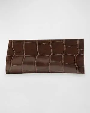 ABAS Apos;s Glazed Alligator Leather Eyewear Case - Deep Brown