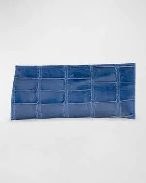 ABAS Men & Apos;s Glazed Alligator Leather Eyewear Case Electric Blue