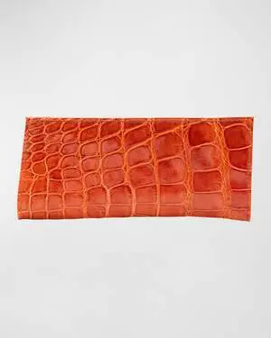ABAS Men & Apos;s Glazed Alligator Leather Eyewear Case Orange