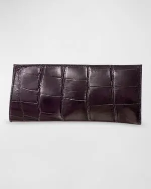 ABAS Men & Apos;s Glazed Alligator Leather Eyewear Case Plum
