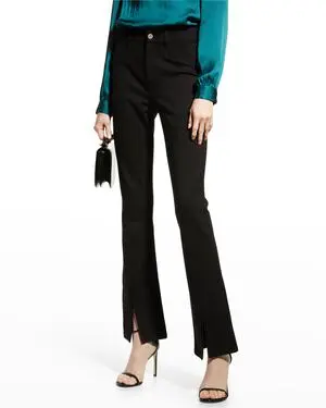 Paige Winona Flare Split-leg Knit Pants - Black