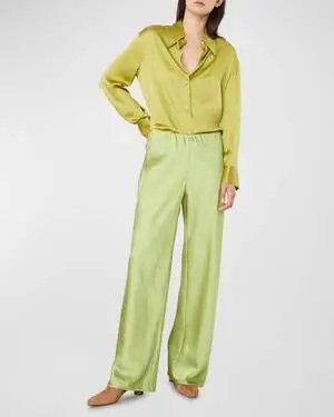 Vince Monogram Satin Bias Pants - Cactus