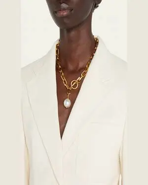 BEN-AMUN Plated Necklace With Pearly Drop