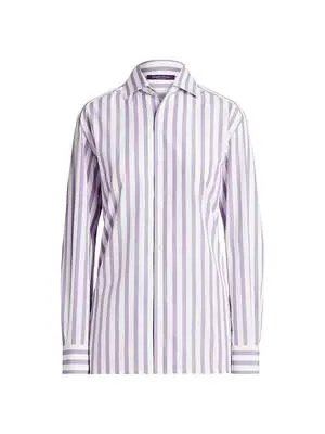 Ralph Lauren Capri Striped Button-up Shirt Lilac White