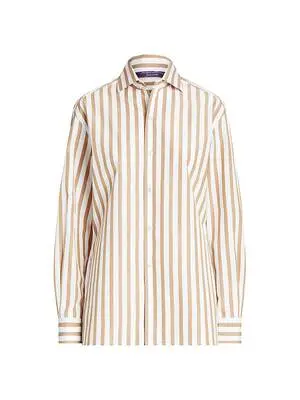 Ralph Lauren Capri Striped Button-up Shirt Tan White