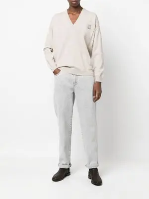 Brunello Cucinelli Bead-detail V-neck Jumper