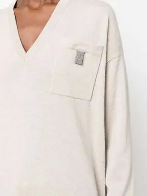 Brunello Cucinelli Bead-detail V-neck Jumper