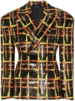 Dolce & Gabbana Sequin-embellished Double-breasted Blazer - Black