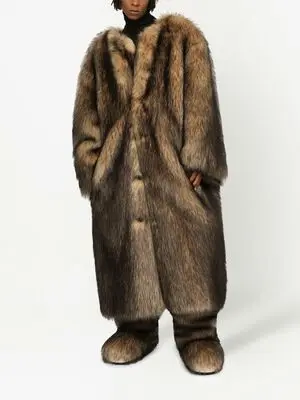 Dolce & Gabbana Single-breasted Faux-fur Coat
