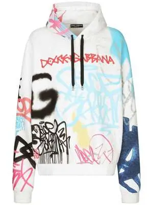 Dolce & Gabbana Graffiti-print Hoodie - White