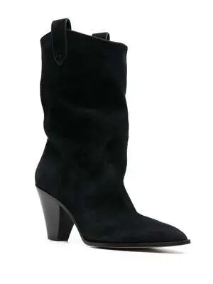 AQUAZZURA Boogie Leather Cowboy Boots - Black