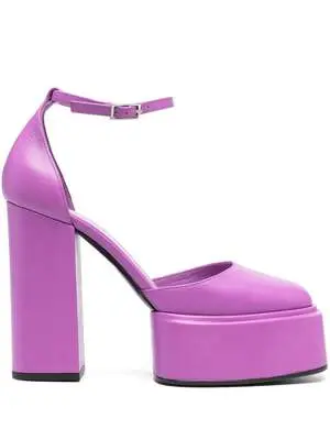 3JUIN Leather Platform Pumps - Purple