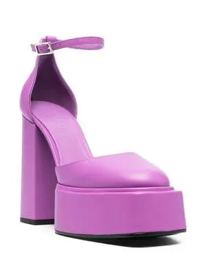 3JUIN Leather Platform Pumps - Purple
