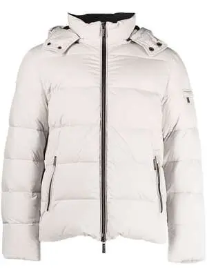 MOORER Padded Zip-up Hooded Down Jacket - Neutrals
