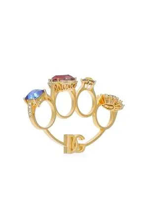 Dolce & Gabbana Knucklebuster Rhinestone-embellished Ring - Gold