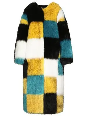 DOLCE & GABBANA Dolce & Gabbana Check-Pattern Faux-Fur Coat