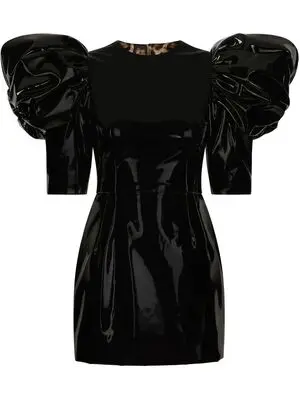Dolce & Gabbana Puff-sleeve High-shine Dress - Black
