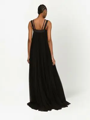 Dolce & Gabbana Pleated Tulle Maxi Dress