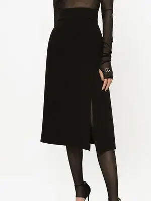 Dolce & Gabbana Slit-detail Crepe Midi Skirt