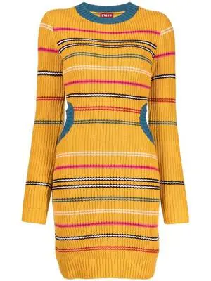 Staud Knitted Striped Mini Dress