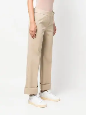 LANVIN Mid-rise Cropped Wool Trousers - Neutrals