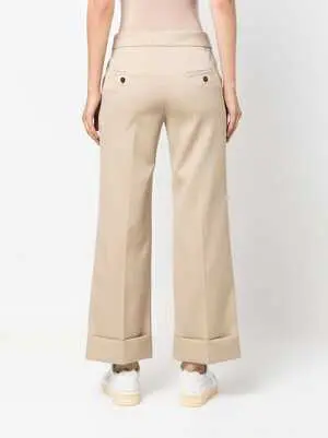 LANVIN Mid-rise Cropped Wool Trousers - Neutrals