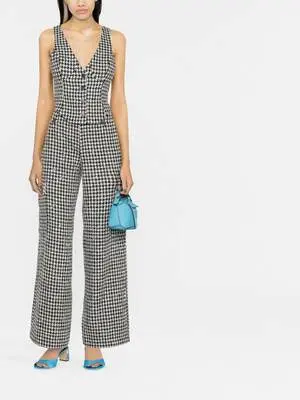 ROTATE BY BIRGER CHRISTENSEN Sparkly Houndstooth Wide Leg Trousers