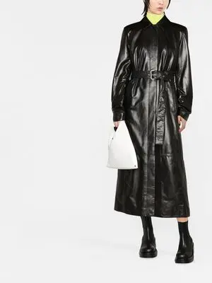 Drome Belted Leather Trench Coat