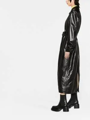 Drome Belted Leather Trench Coat