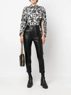 Stella McCartney S S Swan-print Slit-sleeve Blouse