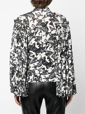 Stella McCartney S S Swan-print Slit-sleeve Blouse
