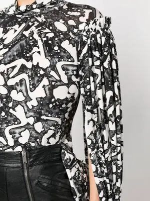 Stella McCartney S S Swan-print Slit-sleeve Blouse