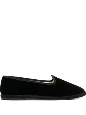 SCAROSSO Velvet Slip-on Loafers - Black