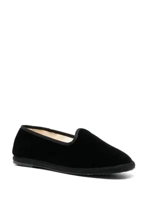 SCAROSSO Velvet Slip-on Loafers - Black