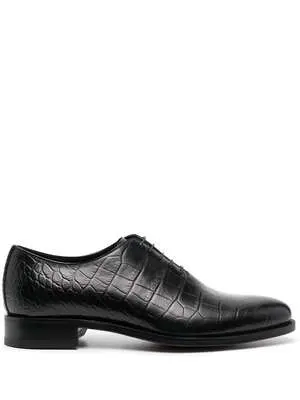SCAROSSO Crocodile-effect Leather Lace-up Shoes