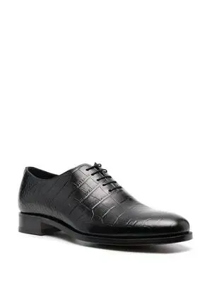 SCAROSSO Crocodile-effect Leather Lace-up Shoes
