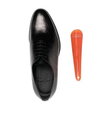 SCAROSSO Crocodile-effect Leather Lace-up Shoes