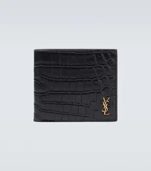 Saint Laurent East/west Croc-effect Bifold Wallet - Black