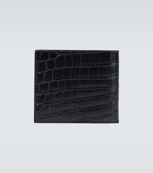 Saint Laurent East/west Croc-effect Bifold Wallet - Black