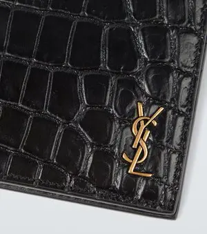 Saint Laurent East/west Croc-effect Bifold Wallet - Black