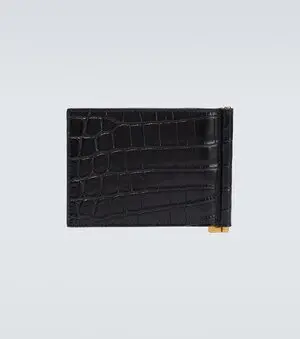 Saint Laurent Cassandre Croc-effect Leather Wallet