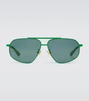 Bottega Veneta Metal Aviator Sunglasses - Green