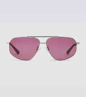 Bottega Veneta Metal-frame Aviator Sunglasses - Silver
