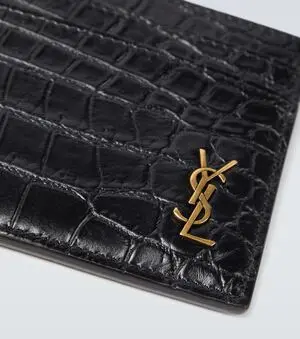 Saint Laurent Croc-effect Leather Card Holder