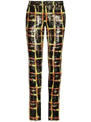 Dolce & Gabbana Sequin-embellished Checked Trousers
