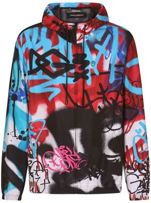 Dolce & Gabbana Graffiti-print Hooded Jacket - Black