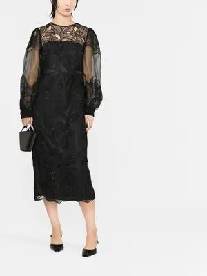 Alberta Ferretti Lace-overlay Midi Dress